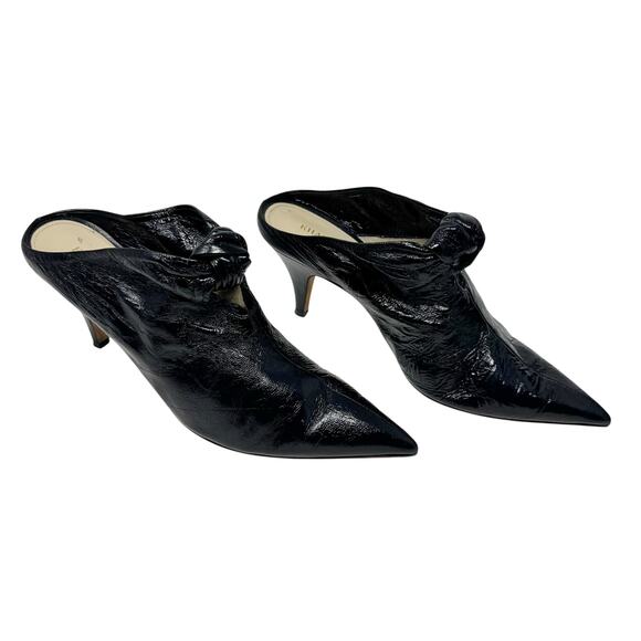 KHAITE | Shoes | Khaite Rowan Mules Black Crinkled Patent Leather ...